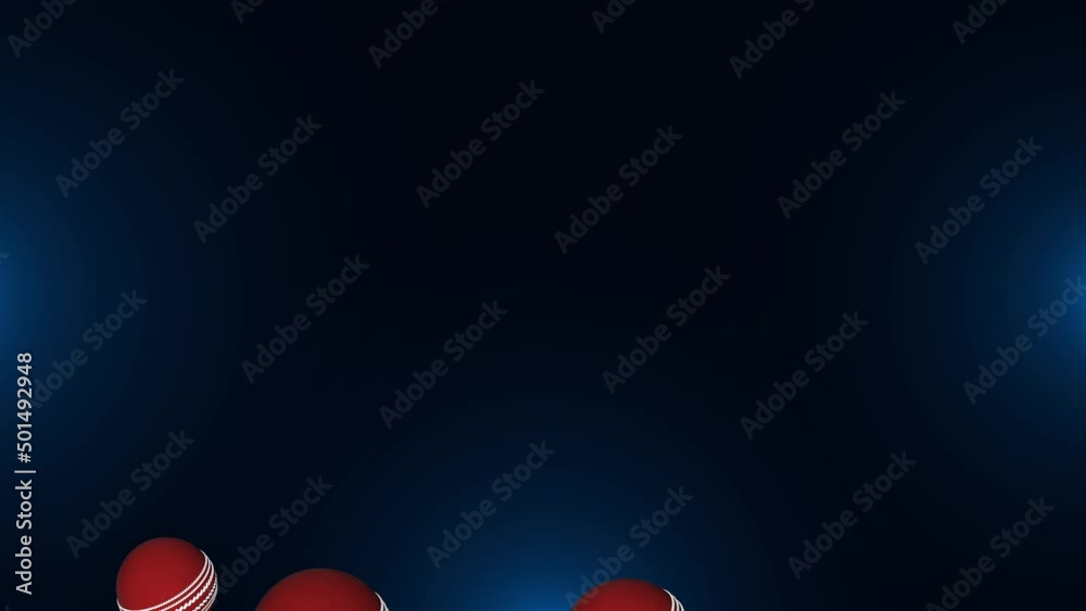 4K 3D loop animation of a red cricket ball spinning in slow motion on a ...