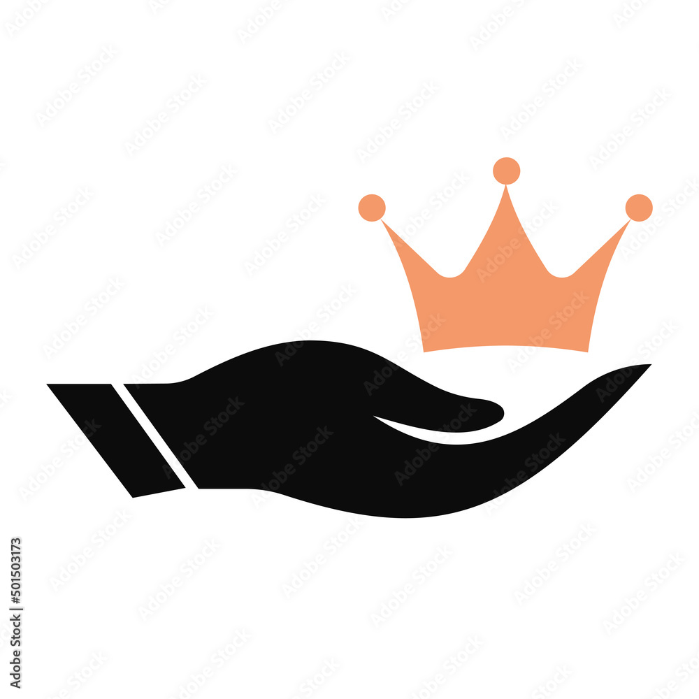 Hand Crown logo design. Crown logo with Hand concept vector. Hand and ...