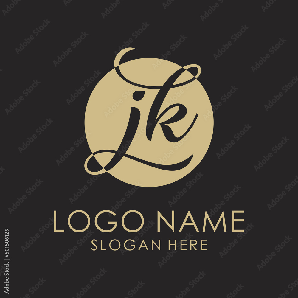 Letter JK handwriting initial logo design template. Stock Vector ...