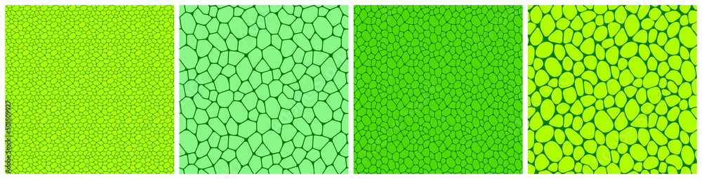Green cells seamless pattern set. Leaf structure vector illustration ...