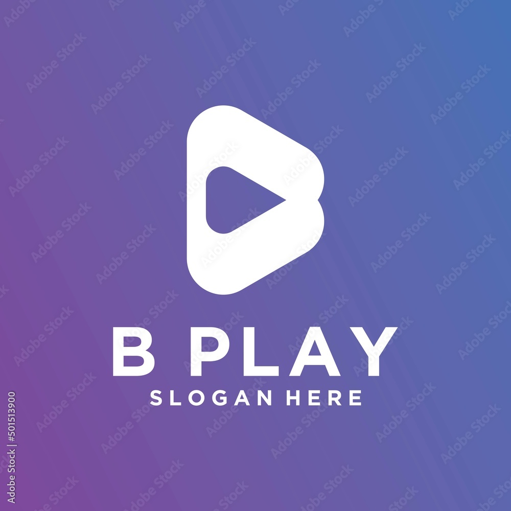B logo multimedia and play logo technology and digital connection ...