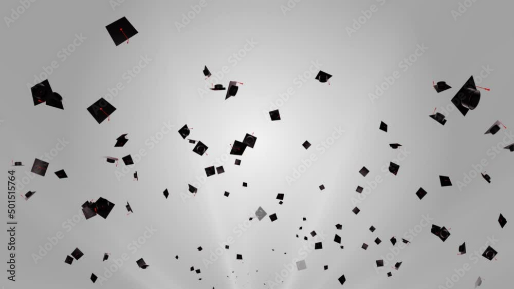 4k video Throwing caps, hats, diplomas ceremony loop animation Green ...