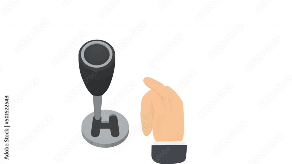 Gear shifting. Animation of the hand on the gear lever of the car ...