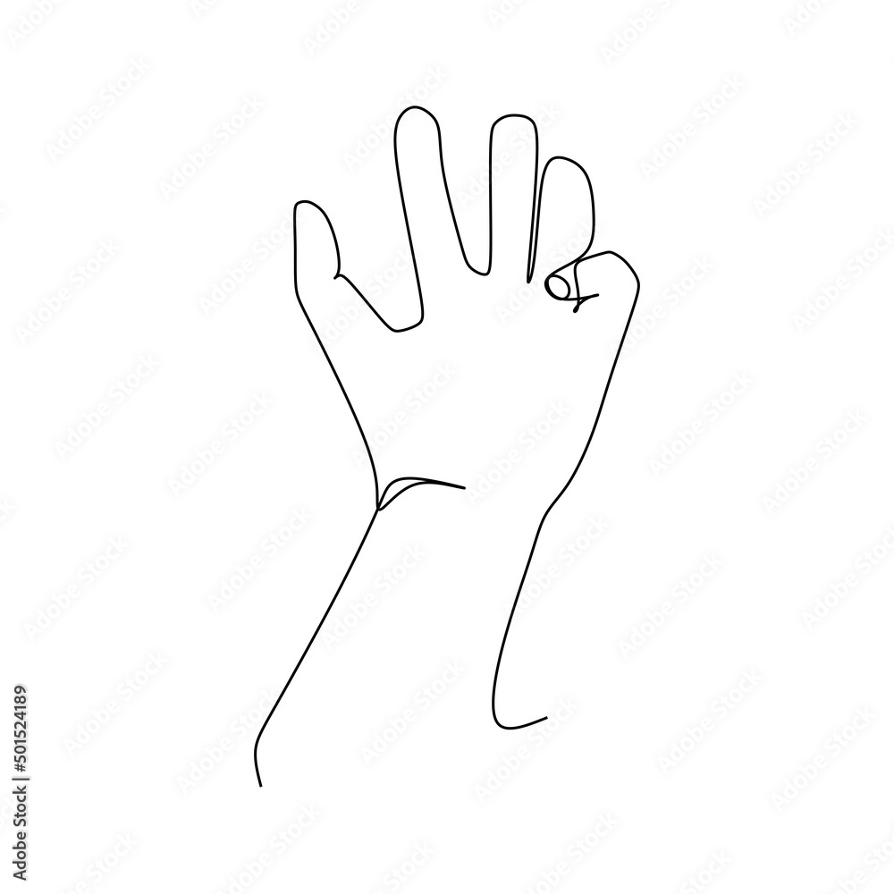 Hand gesture language alphabet continuous line drawing design. Sign and ...