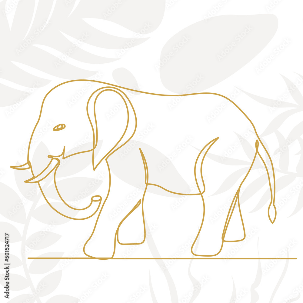 elephant continuous line drawing, sketch, on abstract background vector ...