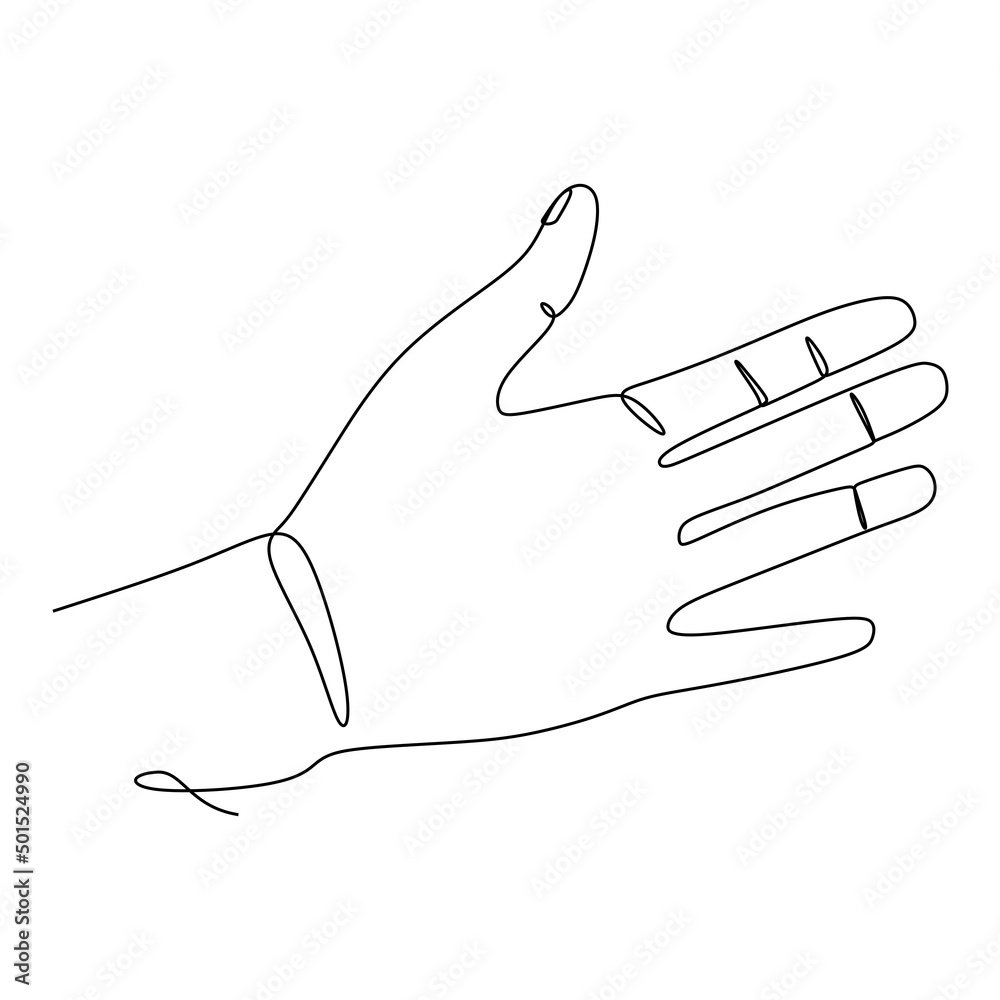 Wave Hand Gesture Single line drawing. Sign and symbol of hand gestures ...