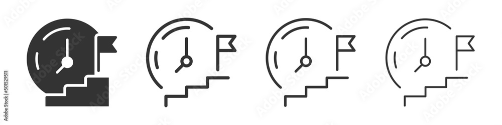 Stairs time icons collection in two different styles and different ...