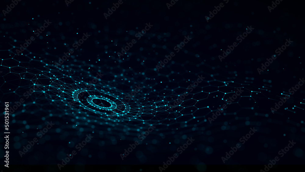 3D digital circular dynamic wave. Technology wave. Seamless flow ...