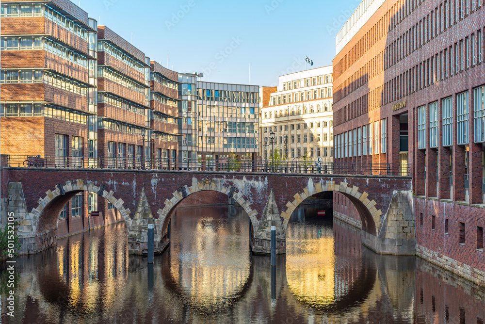 Ellerntors bridge, German Ellerntorsbrücke, is running over the water ...