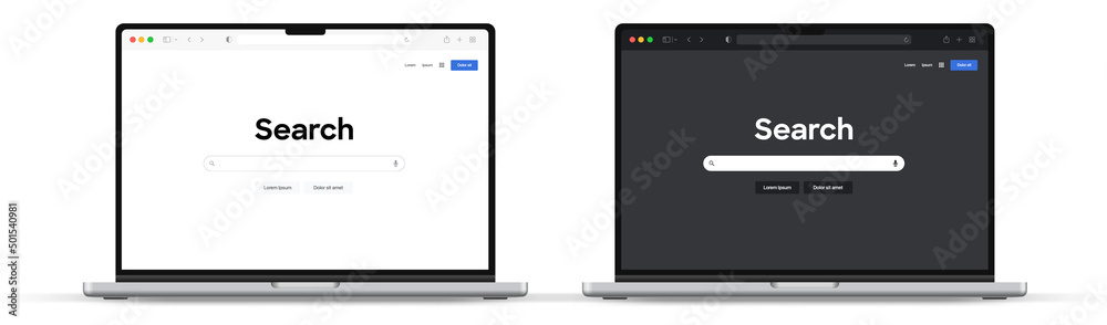 Browser window isolated vector web elements. Design template with browser window for mobile ...