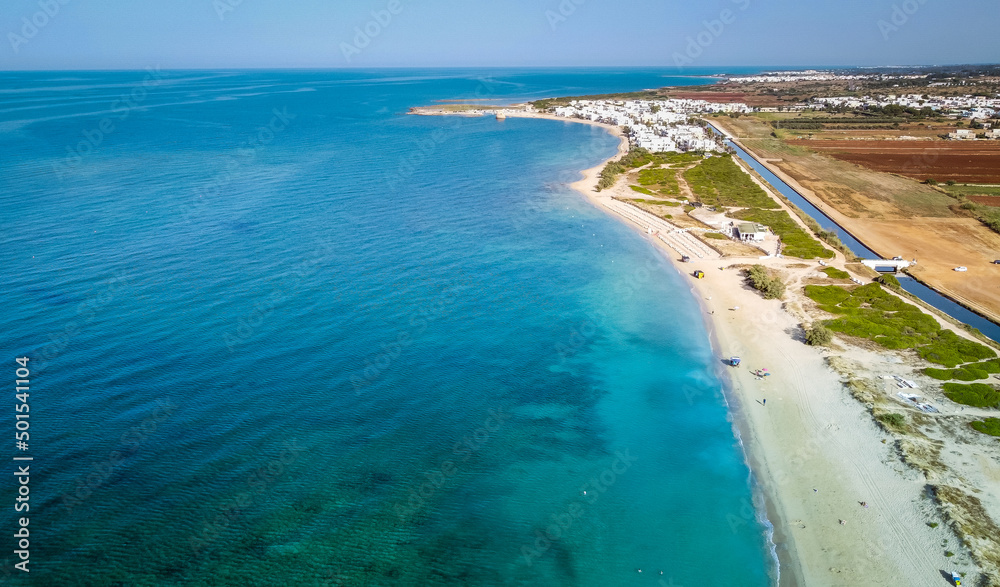 Famous beach of Salento in the Puglia region in southern Italy. The ...