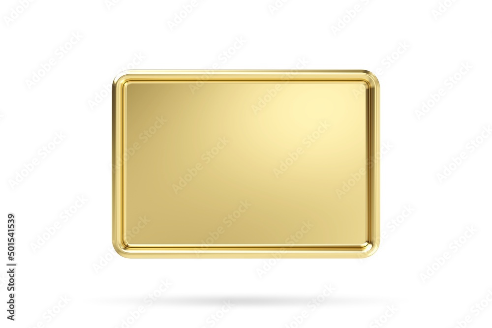 Light shiny on 3d gold empty brass metal plate isolated on white ...