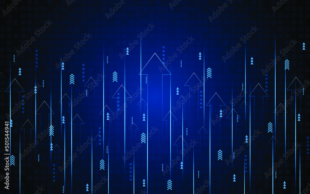 Abstract up arrow on dark blue background. Business growth or ...