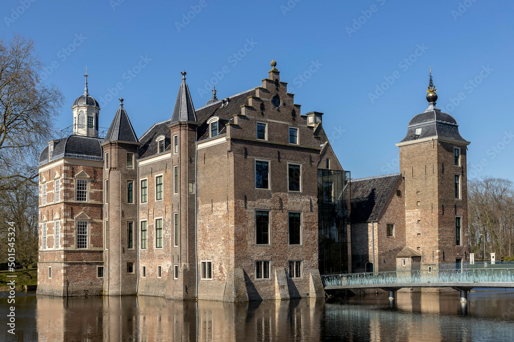Ruurlo, The Netherlands - March 2022: Brightly lit brick exterior ...