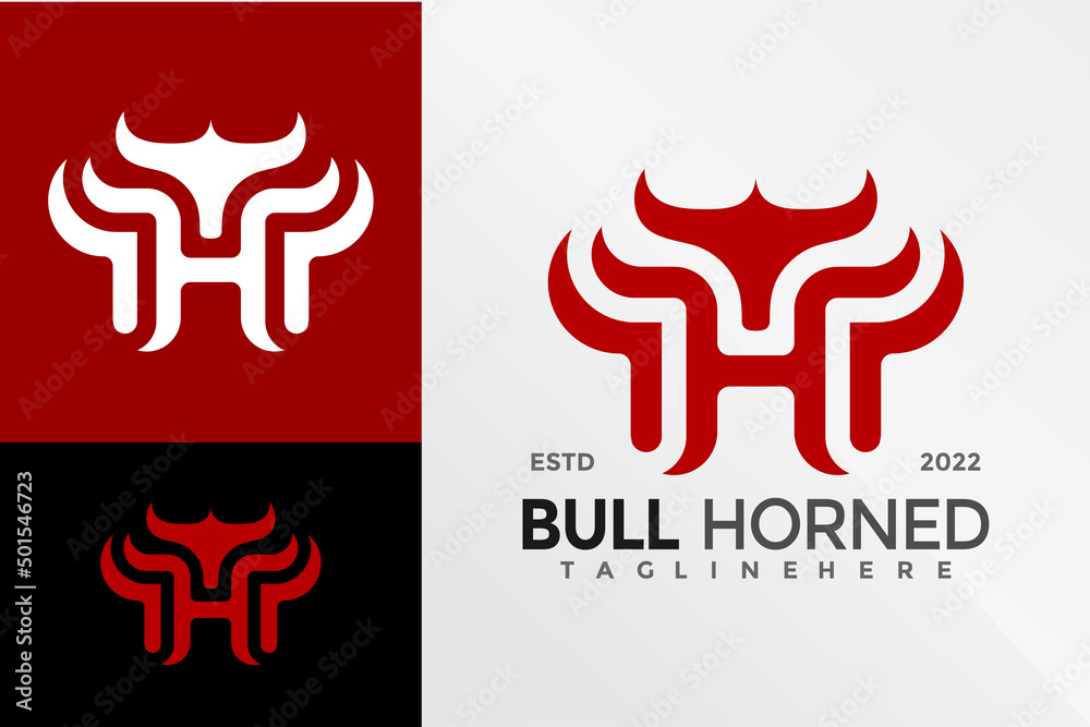 Letter H Horned Logo Design Vector illustration template Stock Vector ...