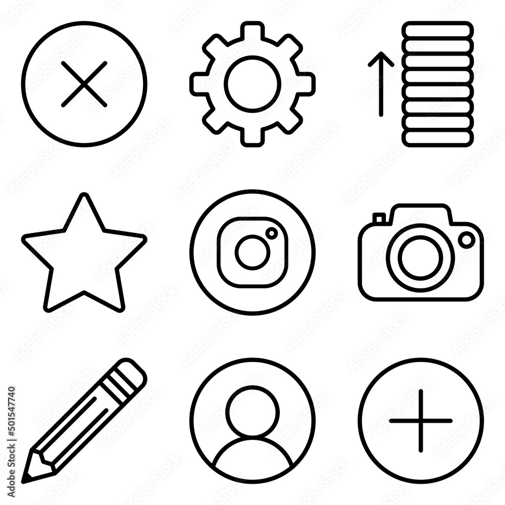 Must Have Flat Icon Set Isolated On White Background Stock Vector ...