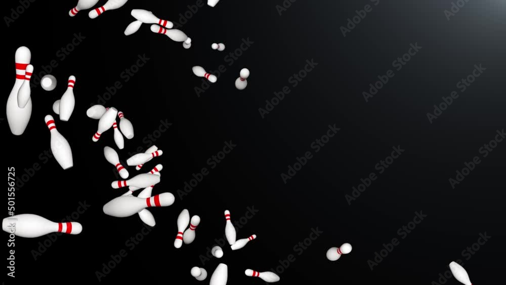 Falling Bowling Pins animated background. High quality 4k. 3d bowling ...