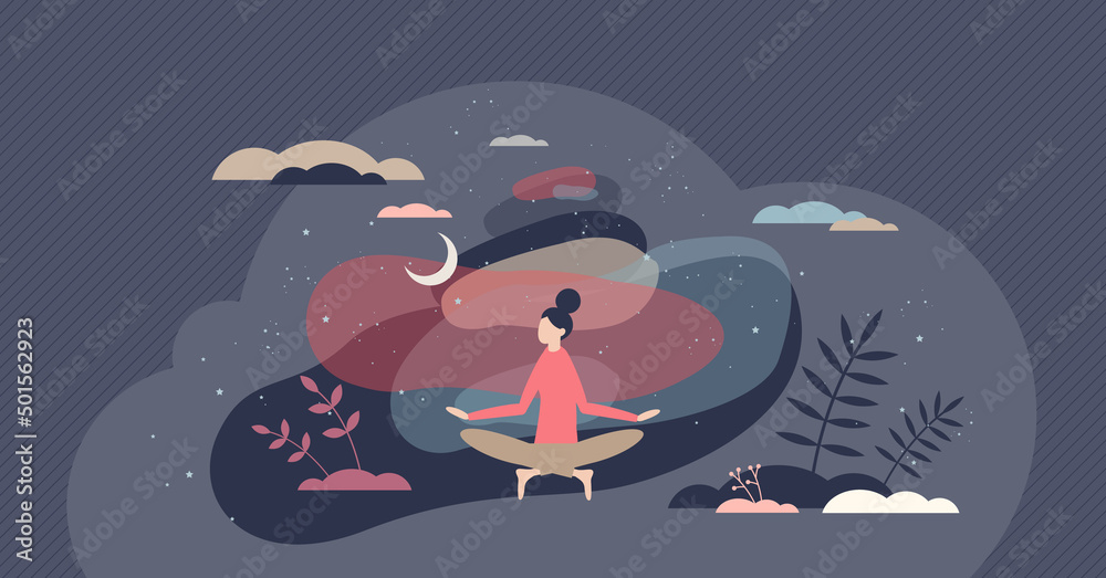 Meditation practice and yoga relaxation for body harmony tiny person ...