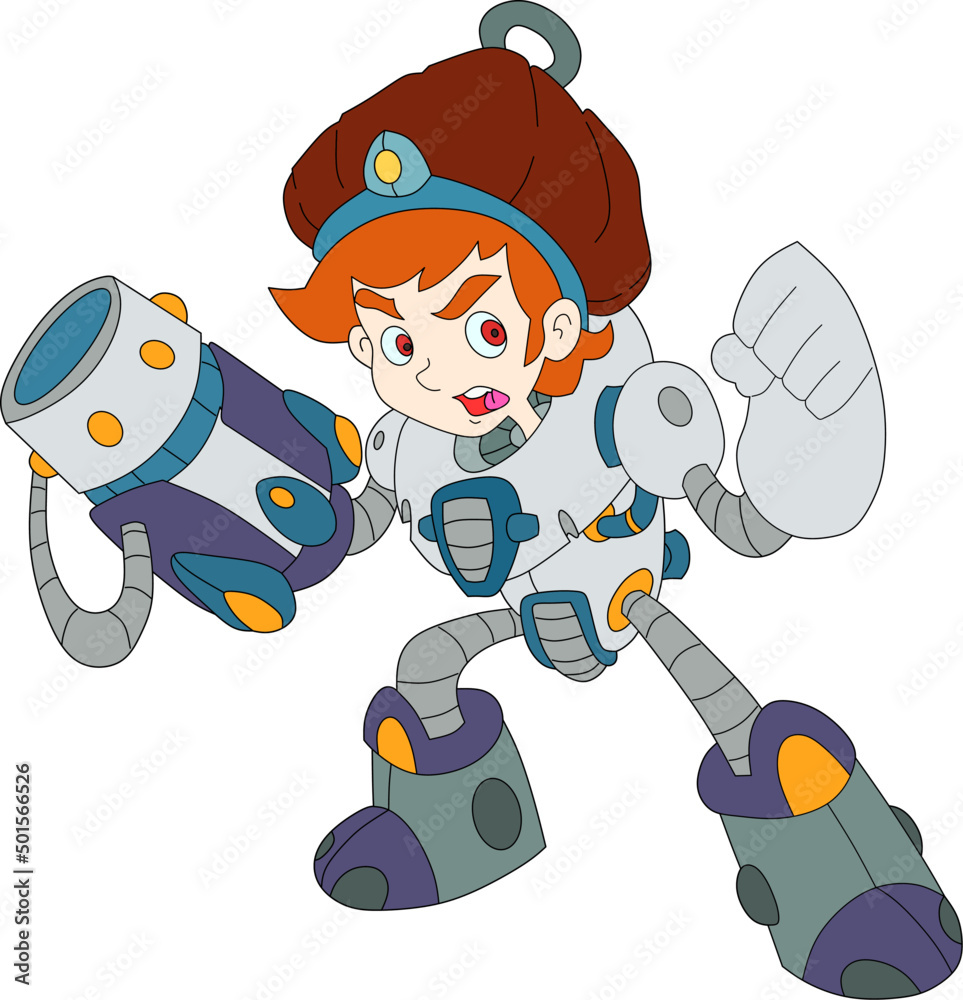 cyborg boy vector drawing for coloring book. Stock Vector | Adobe Stock