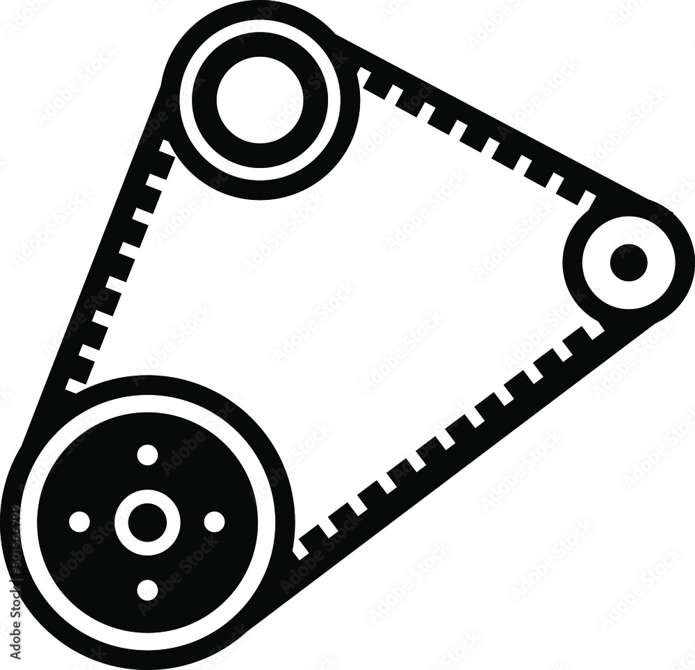 Car engine belt replacement symbol icon on white background for car ...