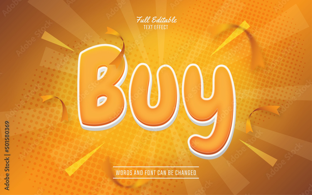 Editable Buy Label 3D Text Effect with Shiny Halftone Style Template ...