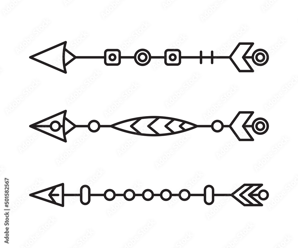 Photo & Art Print tribal arrows dividers vector line art, bigpa