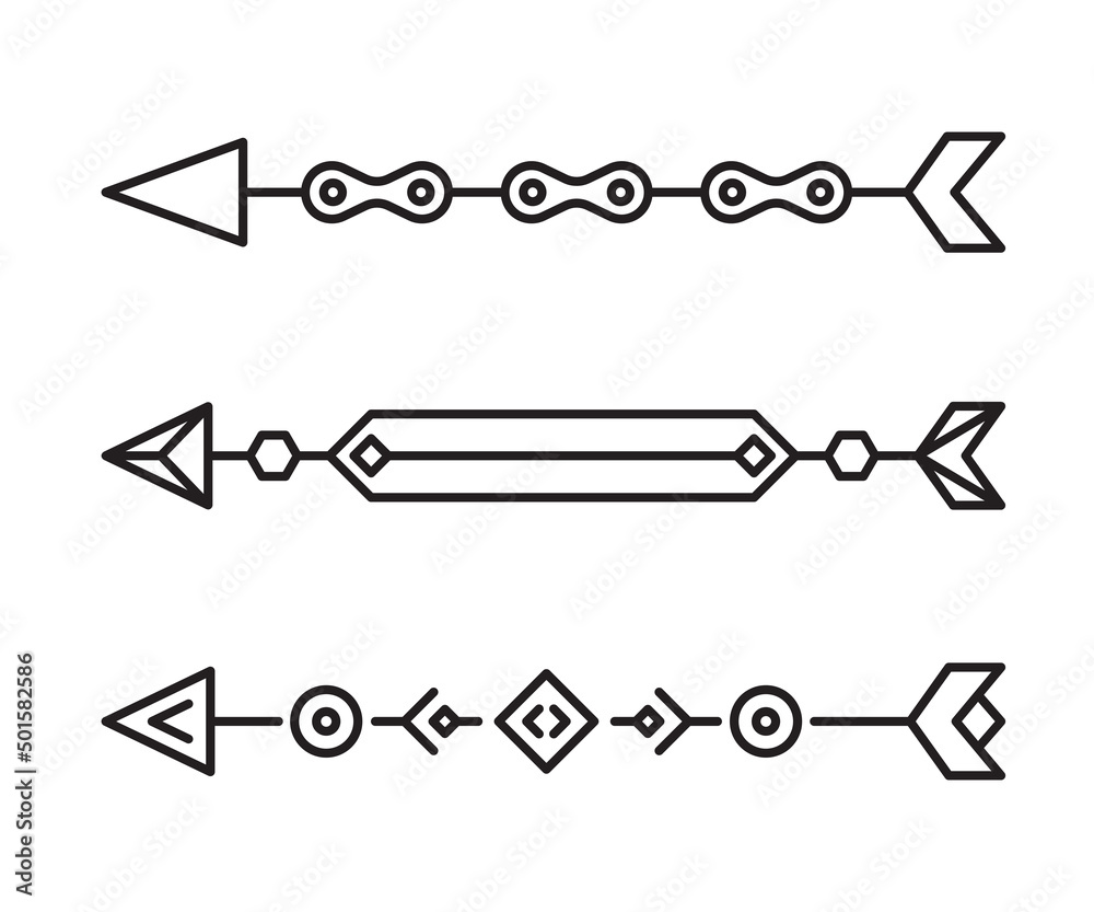 tribal arrows dividers vector line art Stock Vector | Adobe Stock