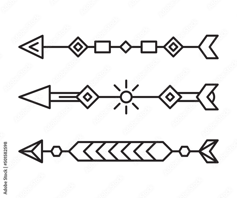 Poster tribal arrows dividers vector line art – Wall Art | UkPosters