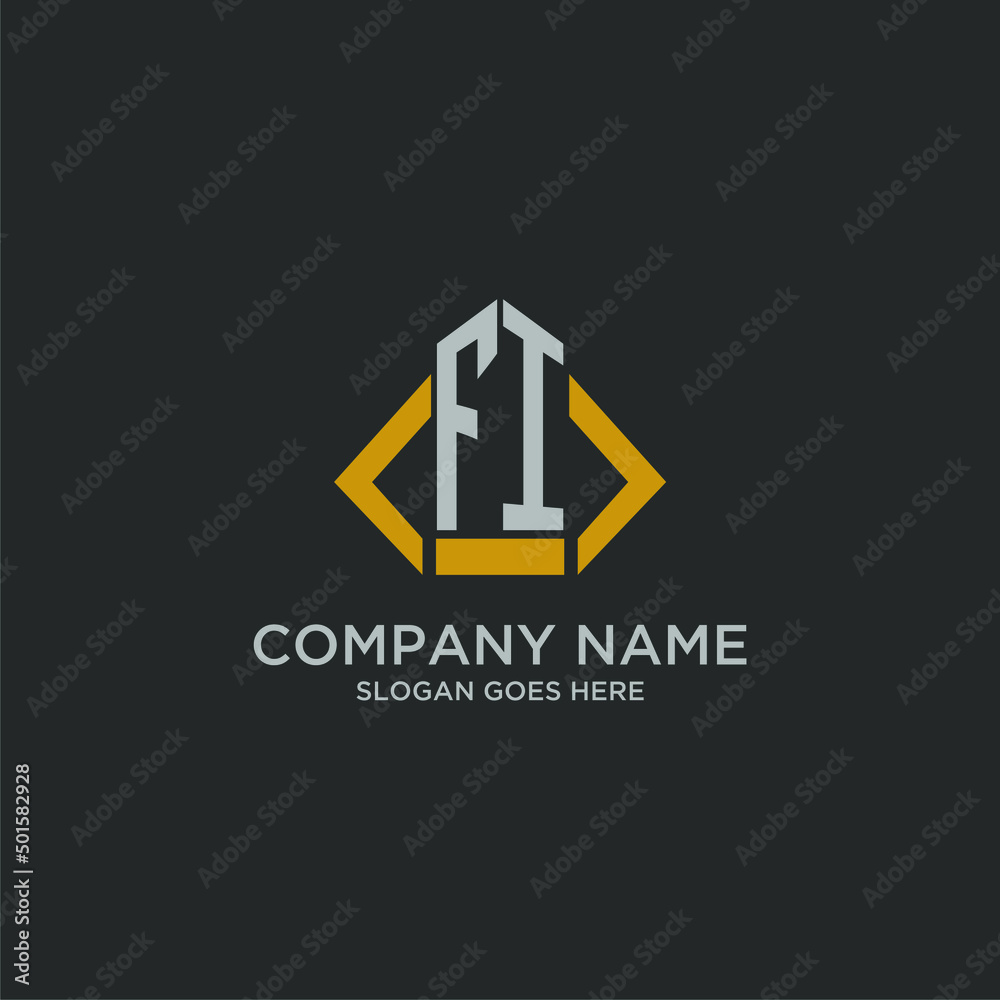FI initial monogram logo for real estate with building style Stock ...