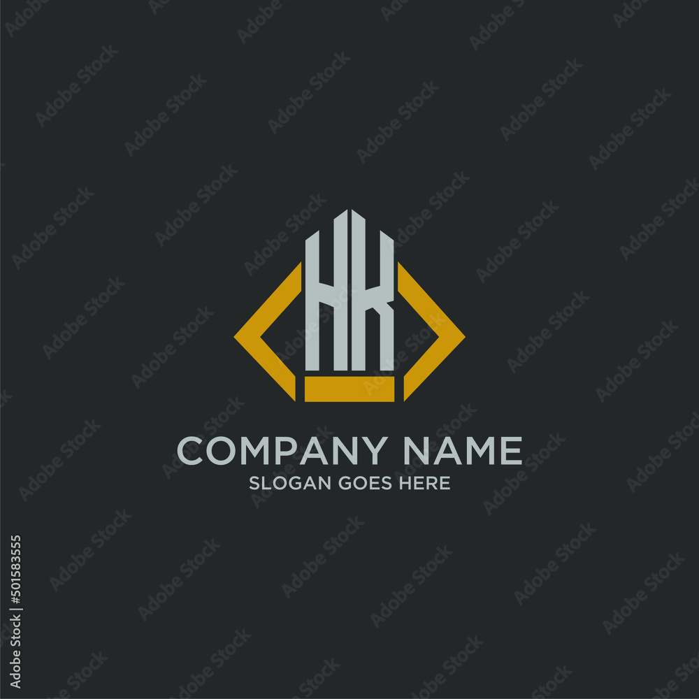 HK initial monogram logo for real estate with building style Stock ...