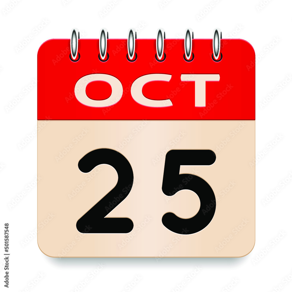 Vecteur Stock 25 day of the month. October. Flip old formal calendar ...
