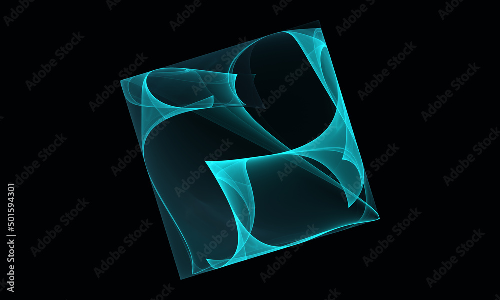 Weird parametric amorphous aqua blue 3d framework in deep dark infinity ...