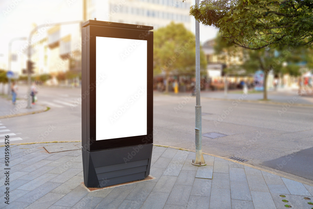 Street city light poster mockup. Isolated screen in white for poster ...