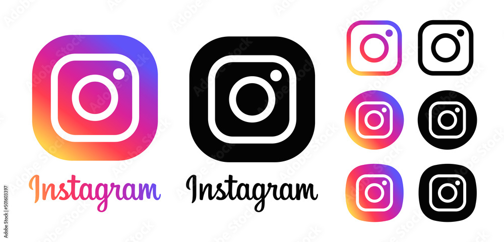 Instagram logo icon. New Instagram logotype camera icon, new colorful ...