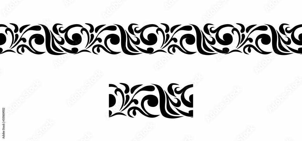 Seamless black and white border design element. Stock Illustration ...