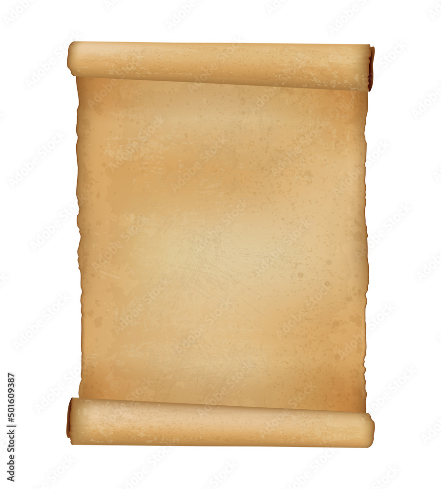 Ancient Paper, Parchment Scroll, realistic vector illustration Stock ...