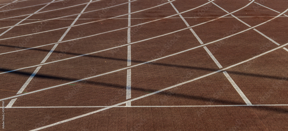 Orange running track with markings in the stadium. Stock Photo | Adobe ...
