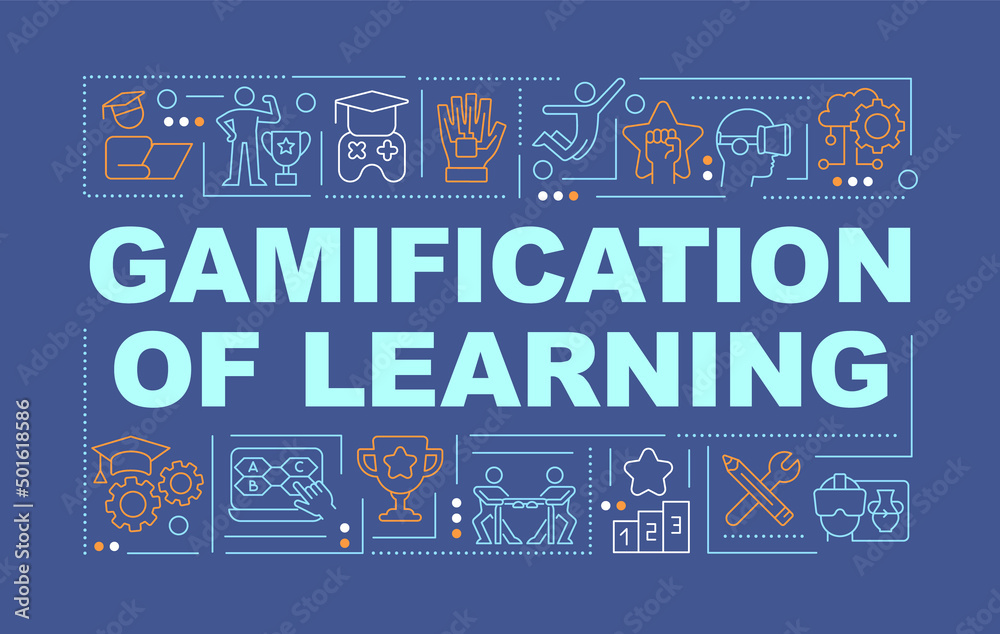 Gamification of learning word concepts dark blue banner. Education ... Gamification of learning word concepts dark blue banner. Education ...