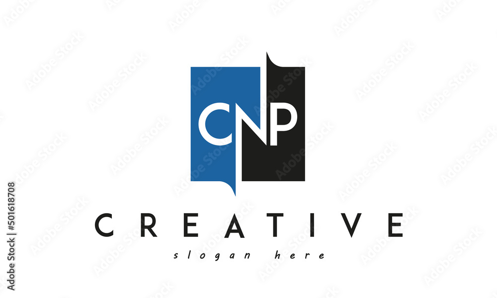 CNP Square Framed Letter Logo Design Vector with Black and Blue Colors ...