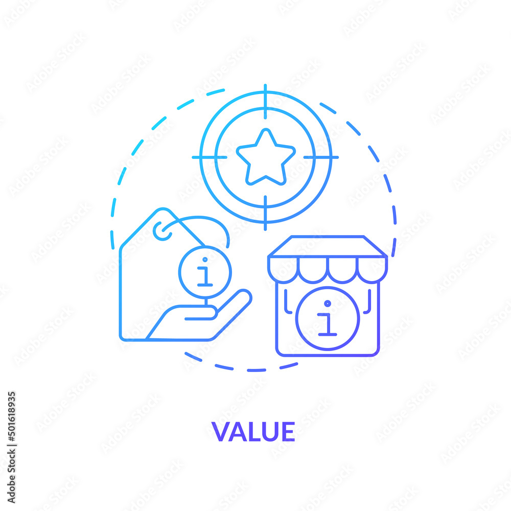 Value blue gradient icon. Product usefulness. Machine industry. Lean ...
