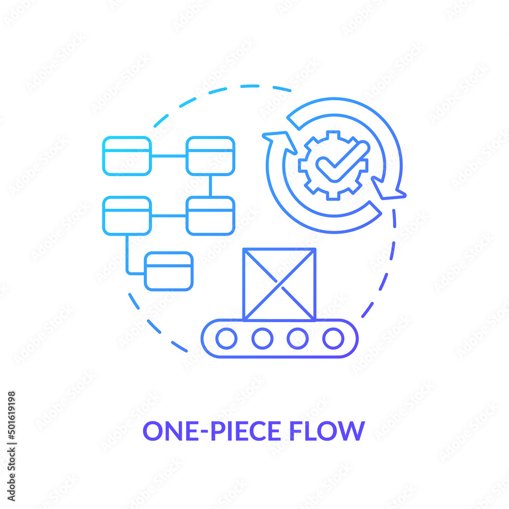 One piece flow blue gradient icon. Continuous production. Machine ...