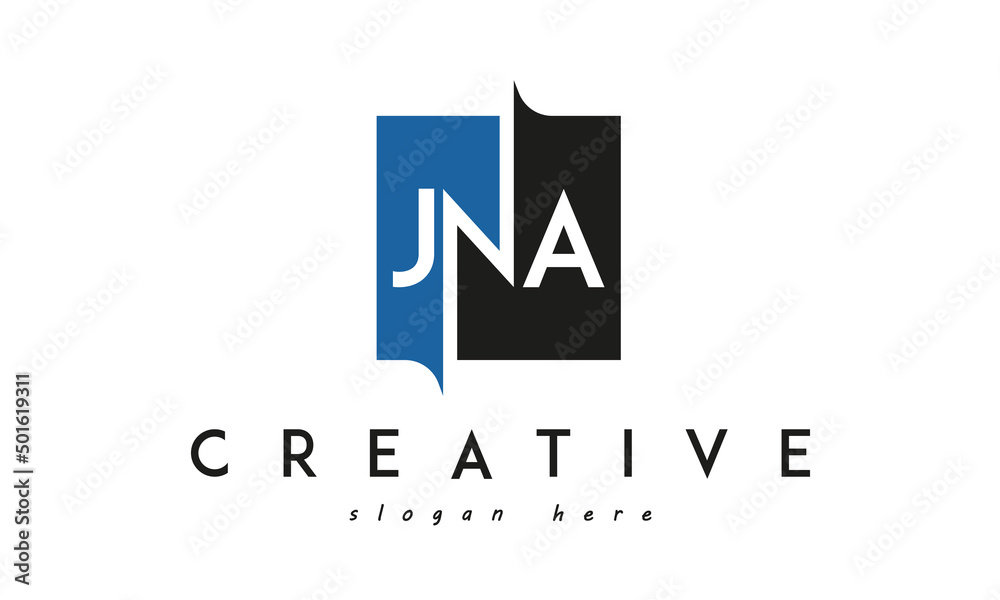 JNA Square Framed Letter Logo Design Vector with Black and Blue Colors ...