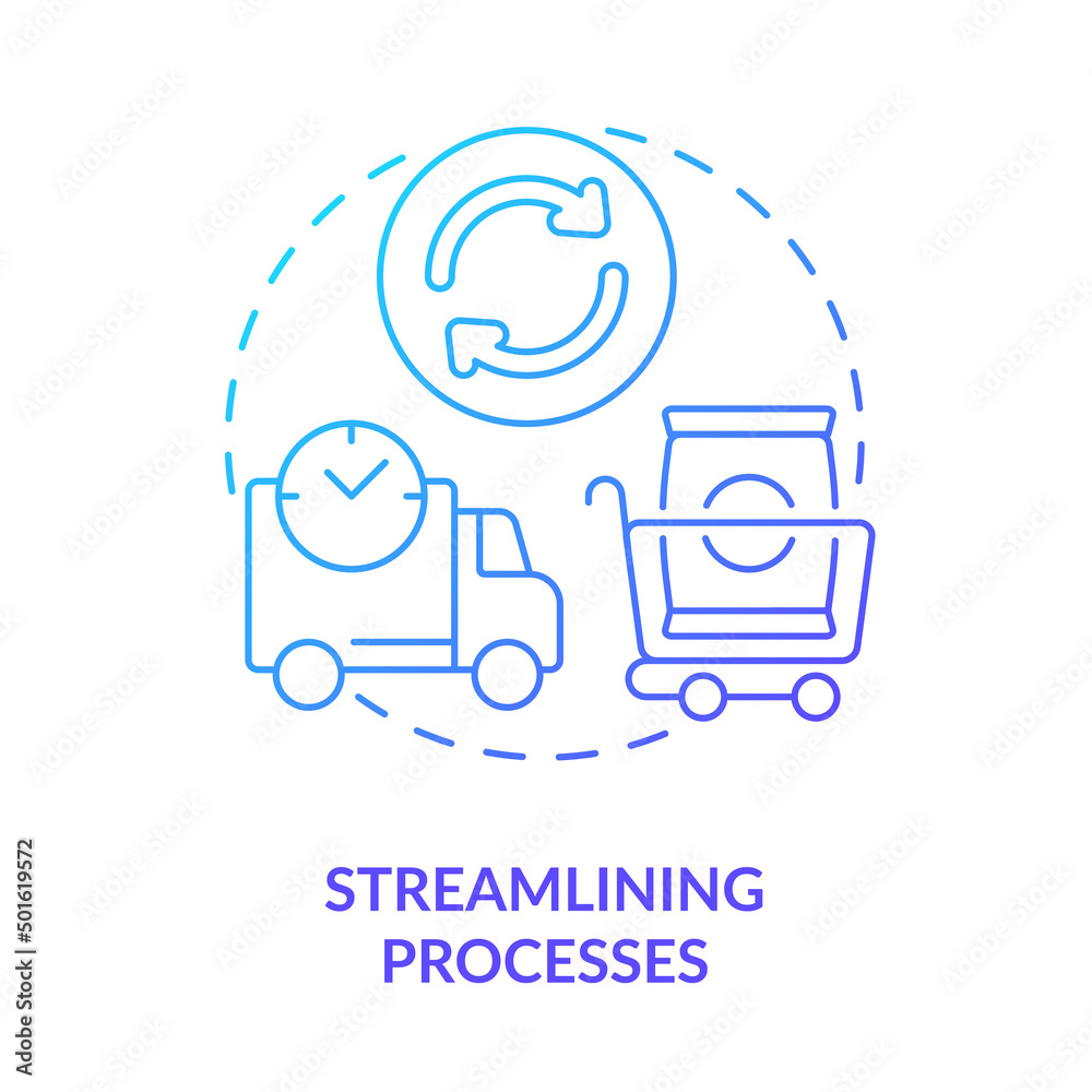 Streamlining processes blue gradient icon. Machine industry. Lean ...