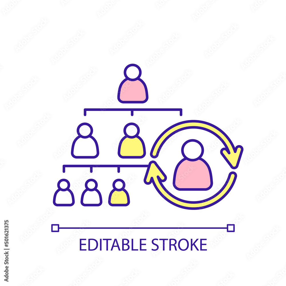 Changing leader position of employees team RGB color icon ...