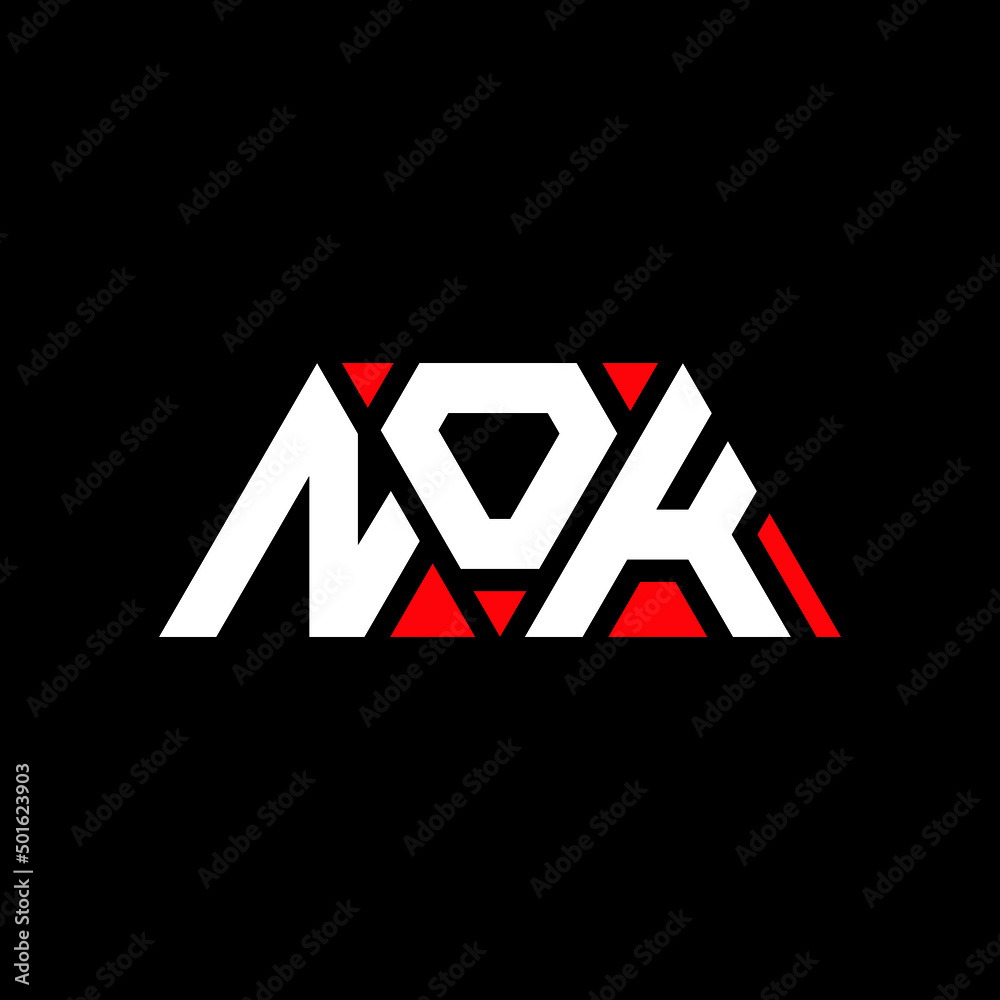 NOK triangle letter logo design with triangle shape. NOK triangle logo ...