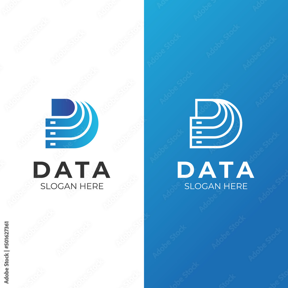 initial letter D line logo for data document logo symbol icon design ...