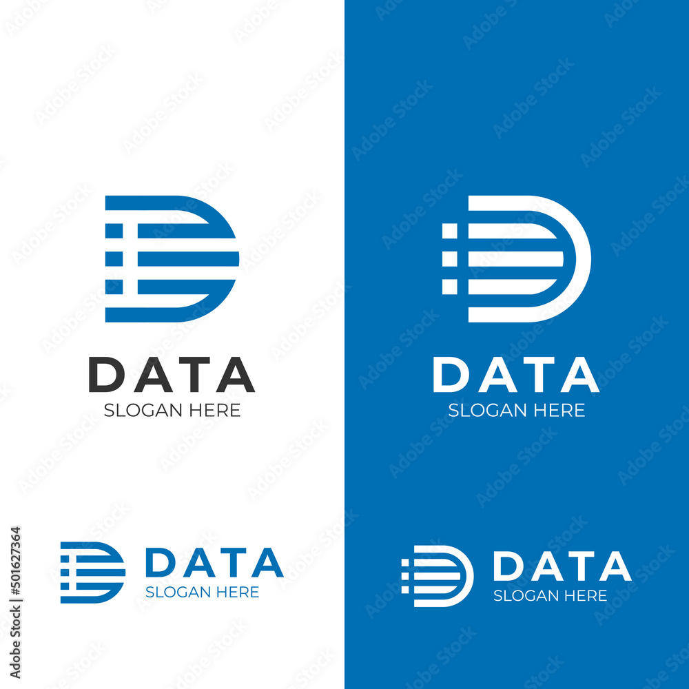 initial letter D line logo for data document logo symbol icon design ...