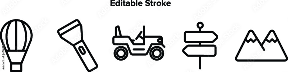 Adventure line icons pack. Vector graphic illustration. Suitable for ...