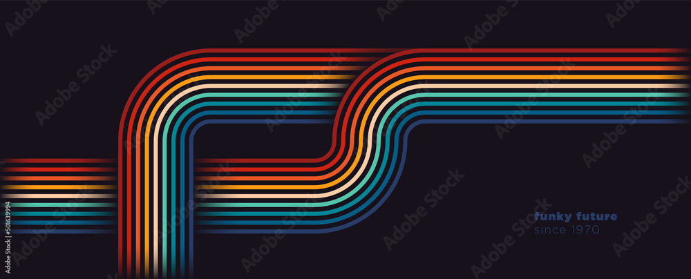 Simple abstract retro design in 80's style with colorful lines. Vector ...