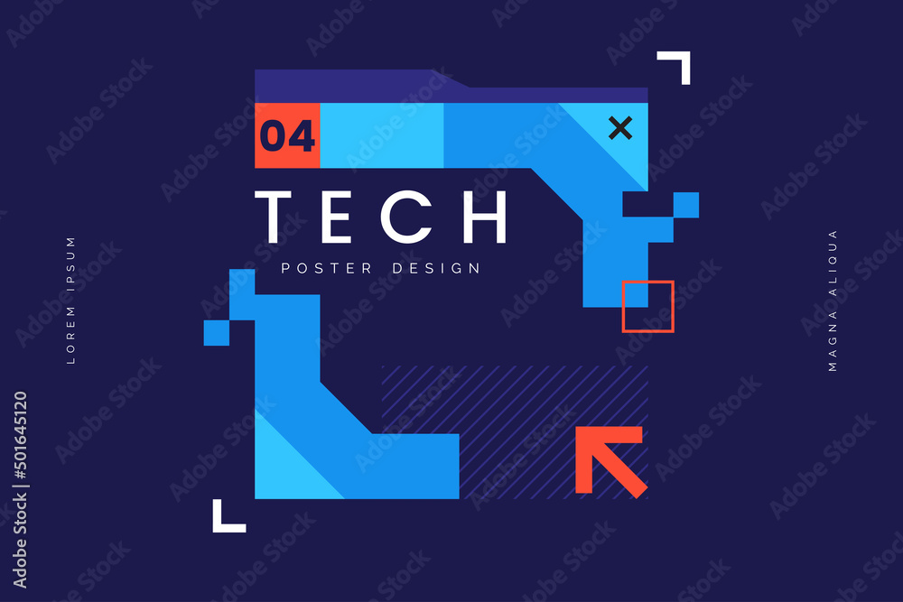 Modern technology banner in cyberpunk style. Abstract sci-fi frame ...